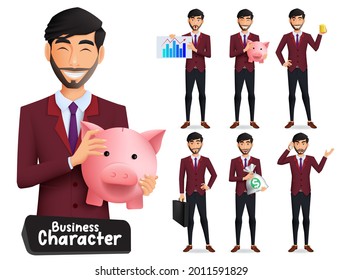 Businessman Characters Vector Set Business Male Stock Vector (Royalty ...