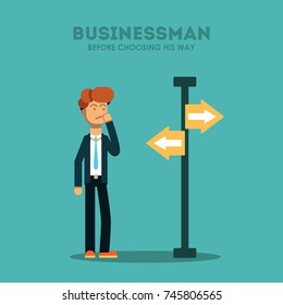Businessman Choosing Right Path Vector Illustration: เวกเตอร์สต็อก ...