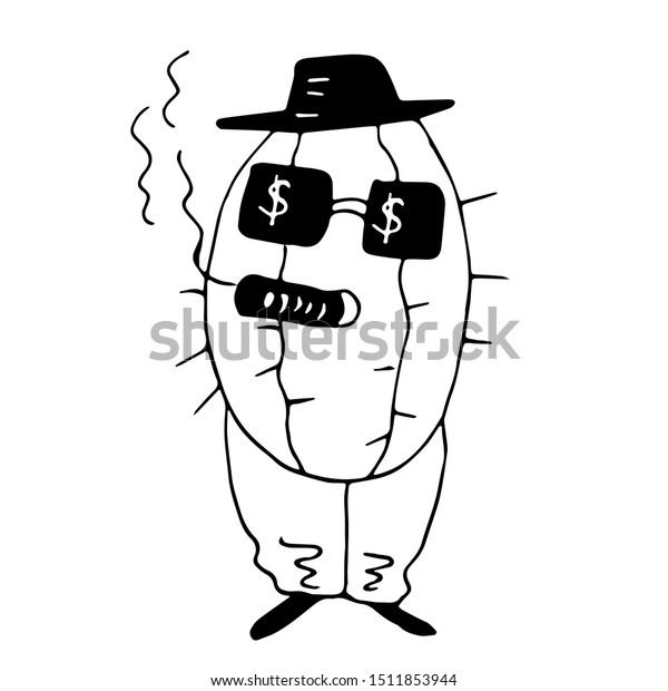 Businessman Cigar Line Drawing Vector Illustration Stock Vector ...