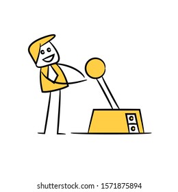 Businessman Control Switch Yellow Stick Figure Stock Vector (Royalty ...