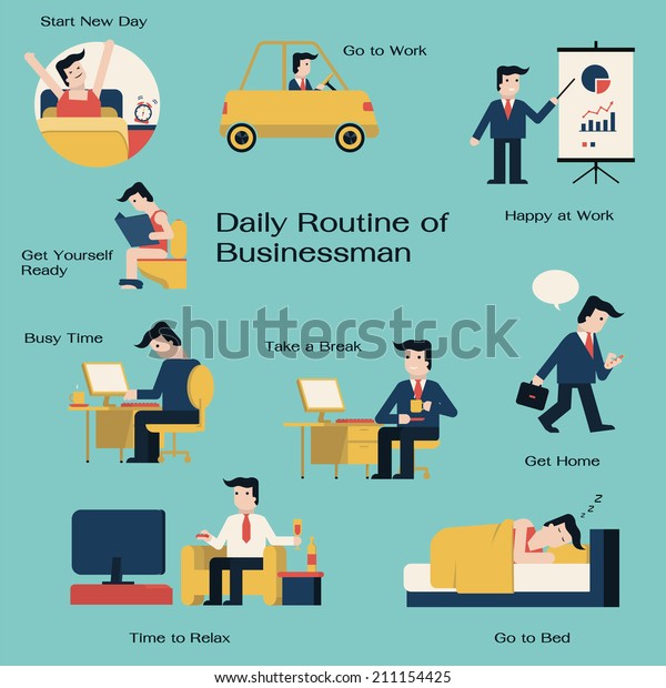 Businessman Daily Routine Get Drive Work Stock Vector (Royalty Free ...