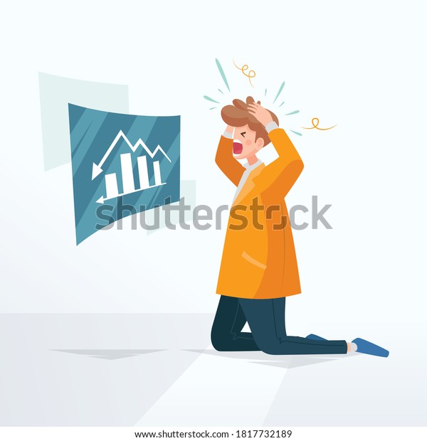 Businessman Dizzy Looking Companys Declining Graph Stock Vector ...