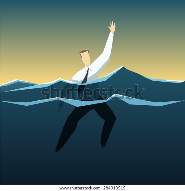 Businessman Drowning Deep Ocean Stock Vector (Royalty Free) 284310515 ...