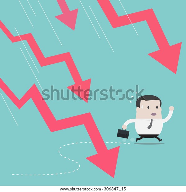 Businessman Escape Falling Down Chart Vector Stock Vector (Royalty Free ...