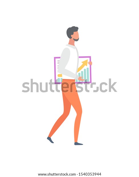 Businessman Financial Statistics Poster Side View Stock Vector (Royalty ...