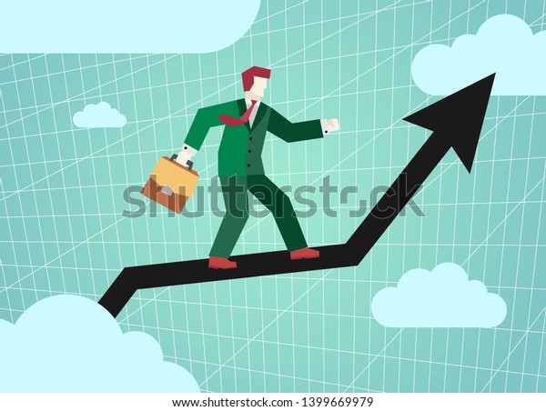 Businessman Flying Graph Black Arrow On Stock Vector (Royalty Free ...