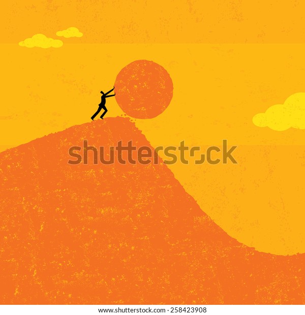 Businessman Getting Ball Rolling Man Boulder Stock Vector (Royalty Free ...