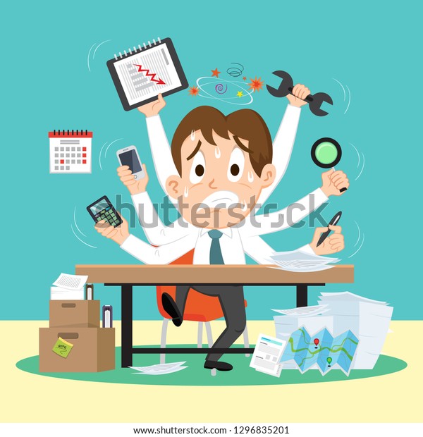 Businessman Hard Work Illustration Vector Cartoon Stock Vector (Royalty ...