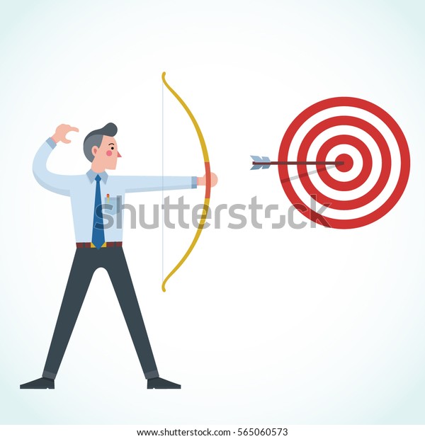 Businessman Hits Sales Target Vector Illustration Stok Vektör (Telifsiz ...