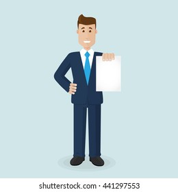 Businessman Hold Bit Paper Stock Vector (Royalty Free) 441297553 ...
