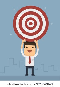 Businessman Holding Big Target Vector Cartoon Stock Vector (Royalty ...