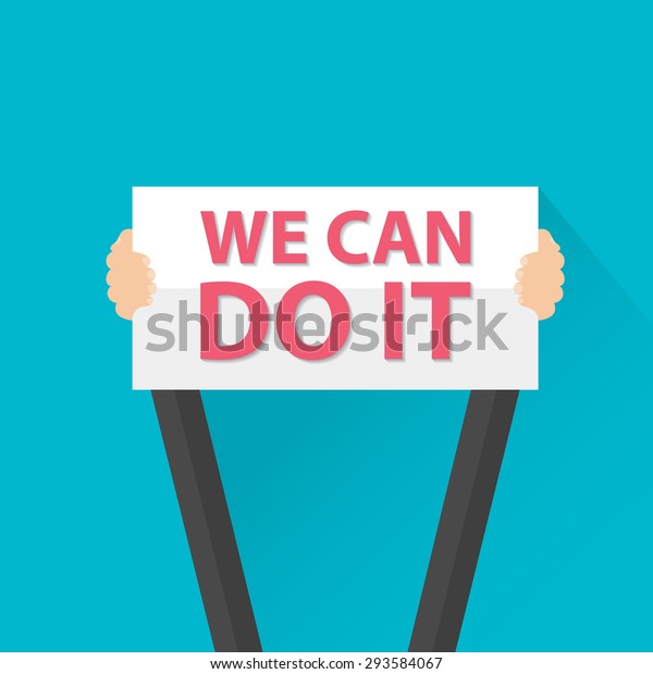 Businessman Holding We Can Do Sign Stock Vector (Royalty Free ...