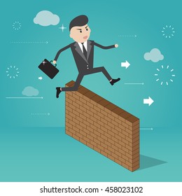208 Man jumping over wall Stock Illustrations, Images & Vectors ...