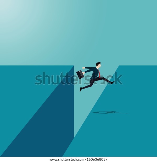 Businessman Jumping Reach Other Side Cliff Stock Vector (Royalty Free ...