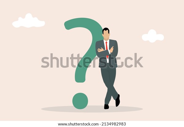 Businessman Leaning On Question Mark Vector Stock Vector (Royalty Free ...