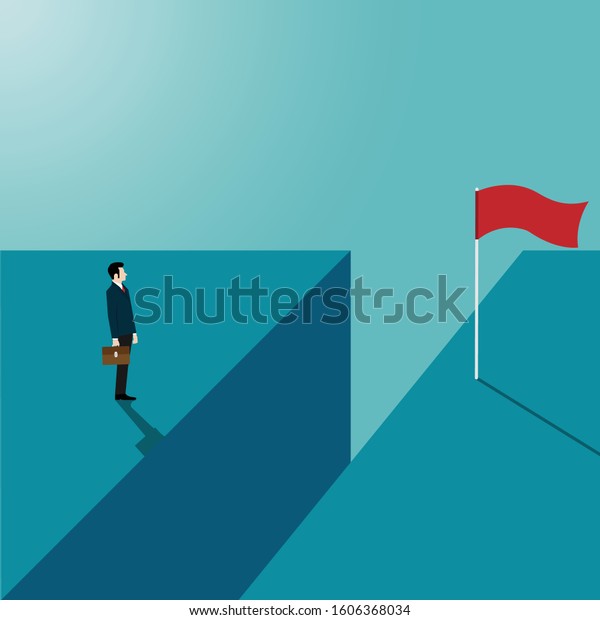 Businessman Looking Reach Other Side Cliff Stock Vector (Royalty Free ...