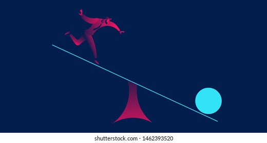 Businessman Loosing Balance Falling Down Seesaw Stock Vector (Royalty ...