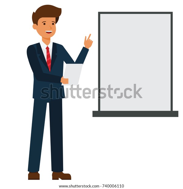 Businessman Making Presentation Cartoon Flat Vector Stock Vector ...