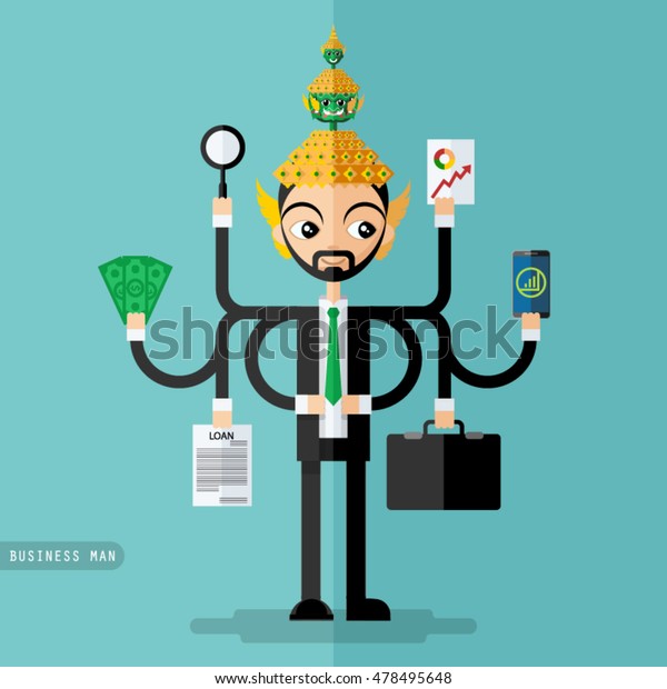 Businessman Manager Many Hands Doing Many Stock Vector (Royalty Free ...