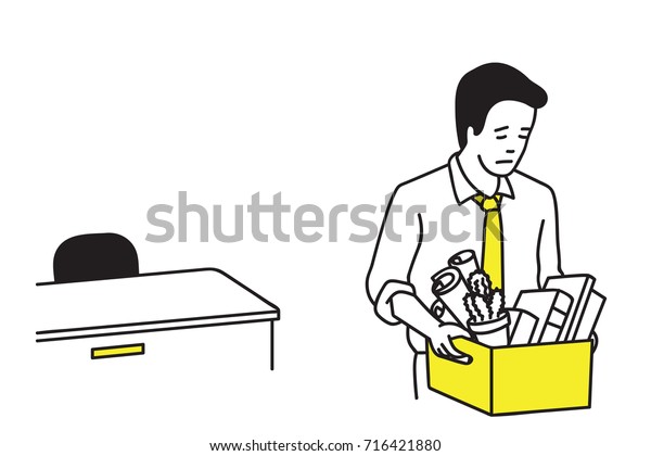 Businessman Office Worker Getting Fired Holding Stock Vector (Royalty ...