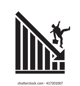 Businessman On Falling Down Chart Stock Vector (Royalty Free) 417201007 ...