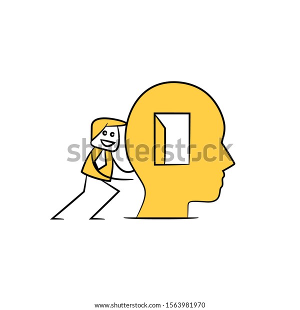 Businessman Open Door Head Open Mind Stock Vector (Royalty Free ...