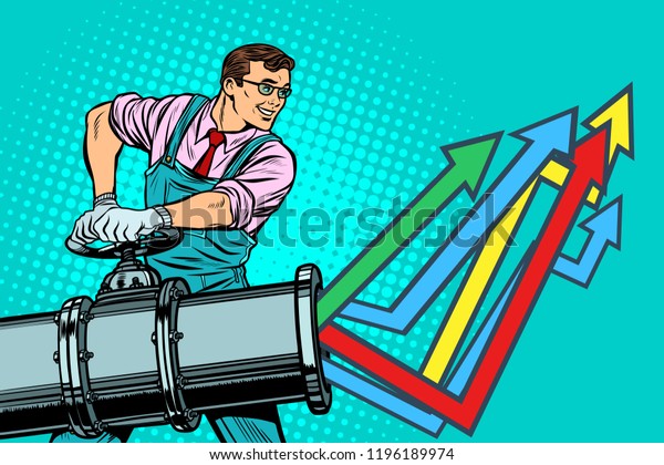 Businessman Opens Pipe Growth Chart Plant: เวกเตอร์สต็อก (ปลอดค่า ...