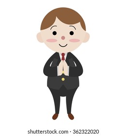 Businessman Pay Respect Cartoon Vector: เวกเตอร์สต็อก (ปลอดค่าลิขสิทธิ์ ...