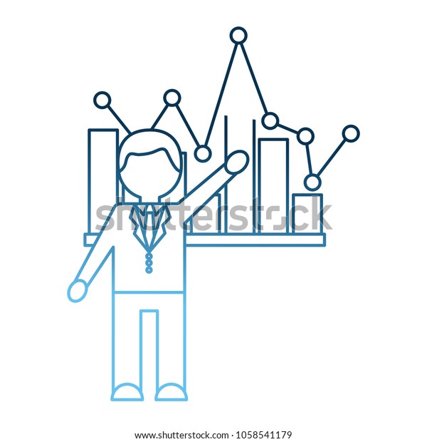 Businessman Pointing Bar Graph Pointed Line Stock Vector (Royalty Free ...