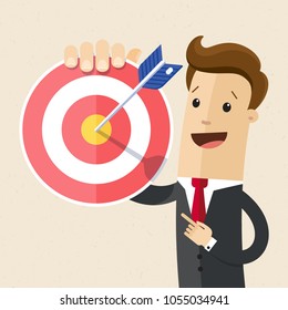 Businessman Pointing Big Target Vector Illustration Stock Vector ...