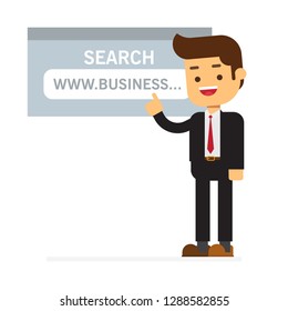Businessman Pointing Link Stock Vector (Royalty Free) 1288582855 ...
