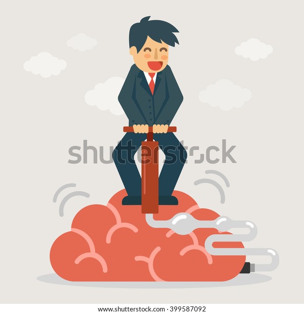 Businessman Pumping Brain Idea Mind Concept Stock Vector (Royalty Free ...