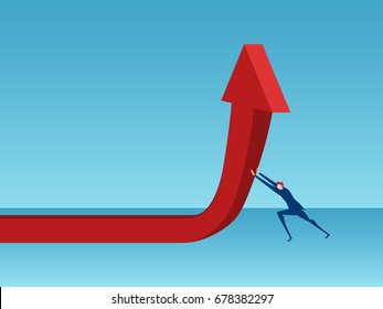 Businessman Pushing Red Arrow Graph Chart Stock Vector (Royalty Free ...