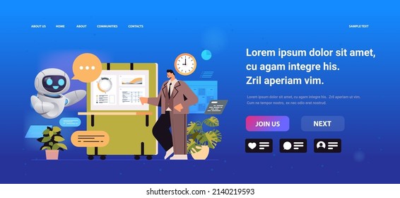 Businessman Robot Analyzing Financial Statistics Data Stock Vector ... Businessman Robot Analyzing Financial Statistics Data Stock Vector ...