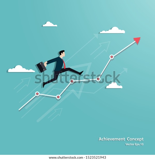Businessman Running On Graph Lines Success Stock Vector (Royalty Free ...