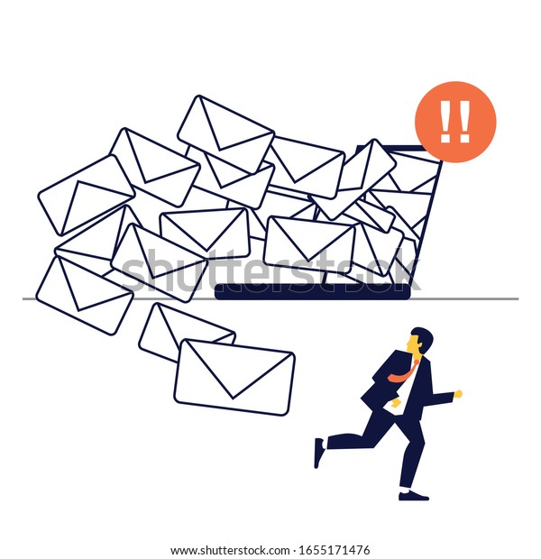 Businessman Scared By Many Email Stressed Stock Vector (Royalty Free ...