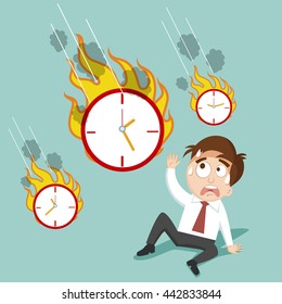 Businessman Screaming Big Clock Falling Down Stock Vector (Royalty Free ...