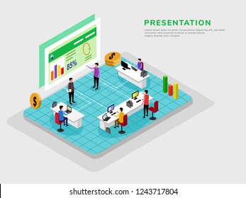 Businessman Showing Data People Vector Illustration Stock Vector ...