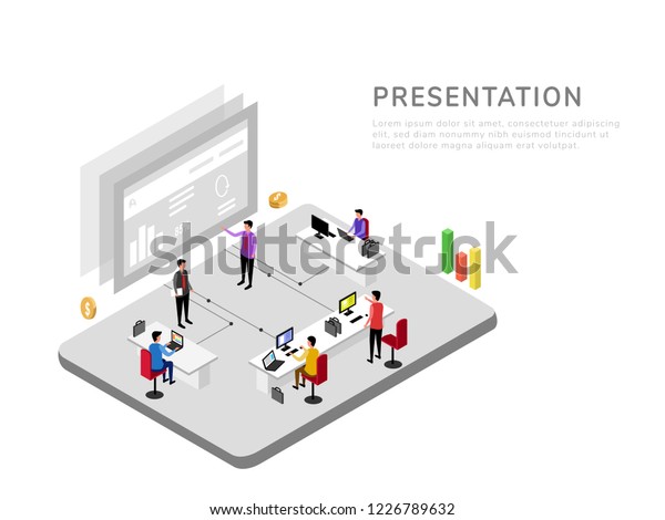 Businessman Showing Data People Vector Illustration Stock Vector ...