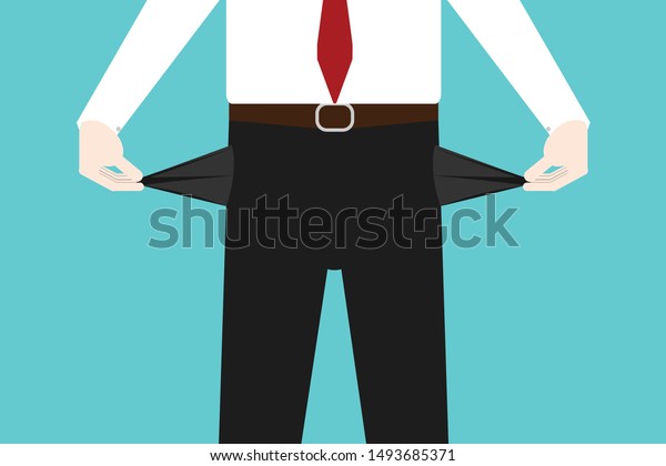 Businessman Showing Empty Pockets Cartoon Concept Stock Vector (Royalty ...