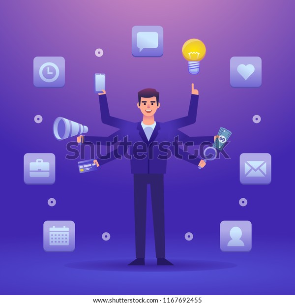 3 Employee With Multiple Things Icons Images, Stock Photos & Vectors ...