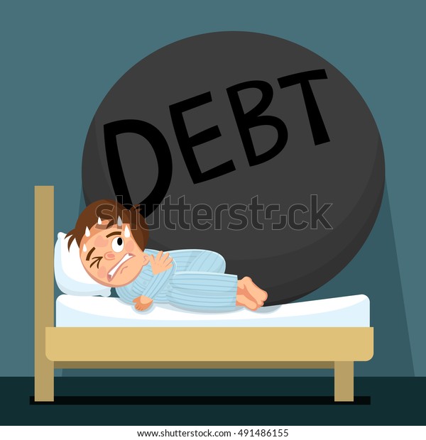 Businessman Sleep Debt Vector Illustration Cartoon Stock Vector ...