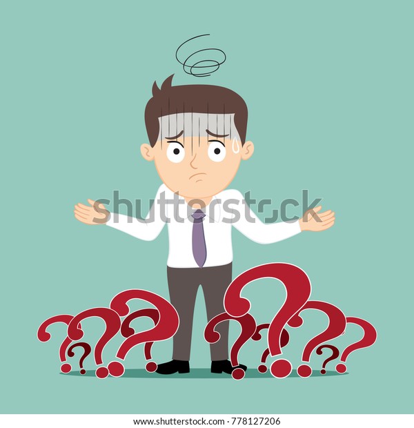 Businessman Stand Question Marks Illustration Vector 스톡 벡터(로열티 프리 ...