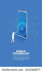 Businessman Standing Point Screen Big Mobile Stock Vector (Royalty Free ...