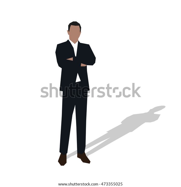 Businessman Stands Folded Arms Vector Illustration : image vectorielle ...