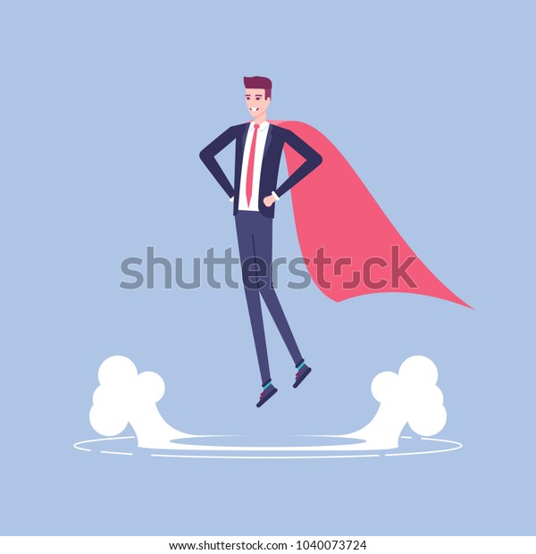 Businessman Superhero Levitating Above Ground Vector Stock Vector ...