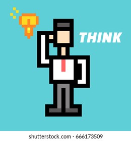 Businessman Think Pixel Art Elements Design Stock Vector (Royalty Free ...