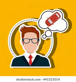 Businessman Thinking Car Design Vector Illustration Stock Vector ...
