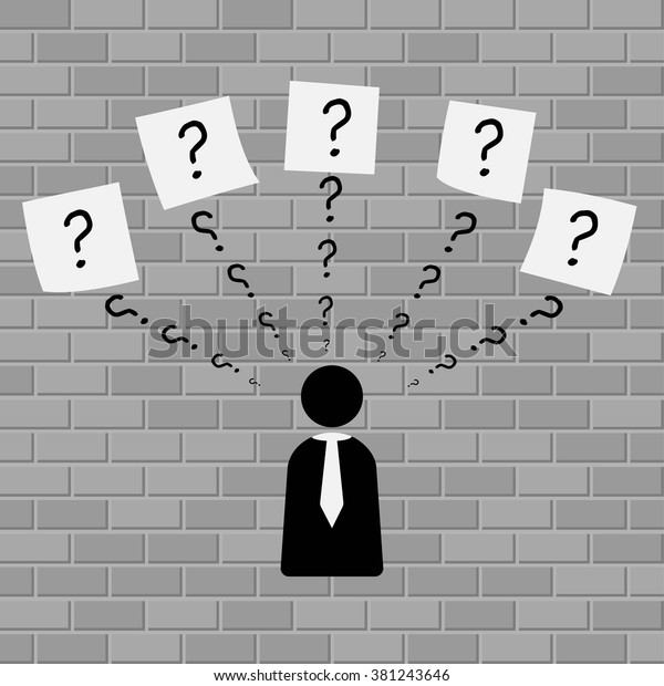Businessman Thinking Question Marks Written On Stock Vector (Royalty ...