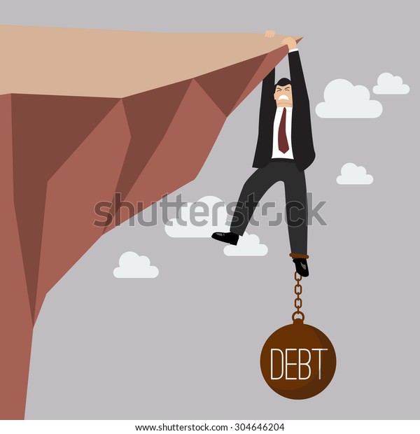 Businessman Try Hard Hold On Cliff Stock Vector (Royalty Free ...